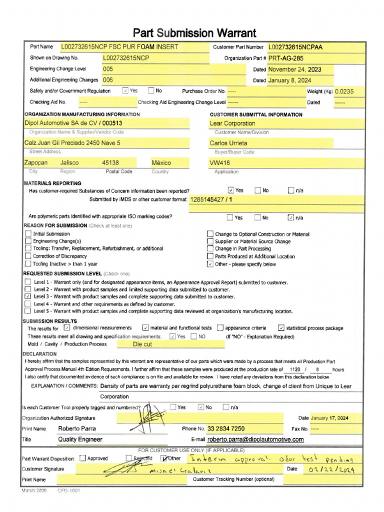 PSW Interim Approval | PDF