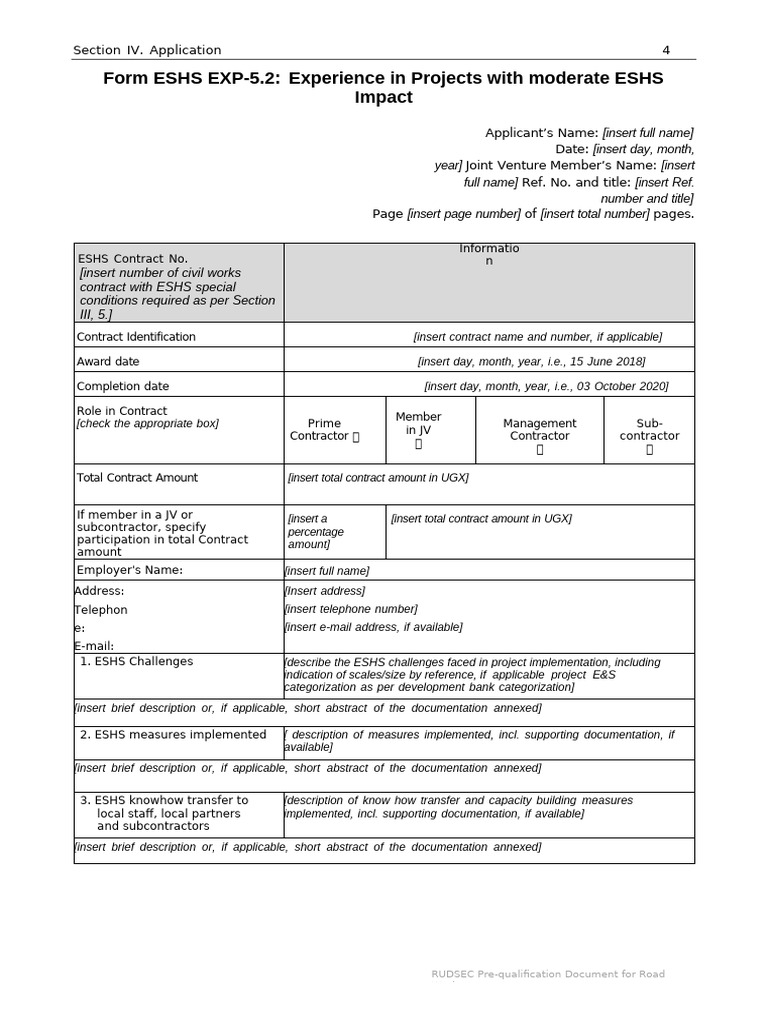 RUDSEC Road Works Pre-qualification Forms | PDF | Joint Venture ...