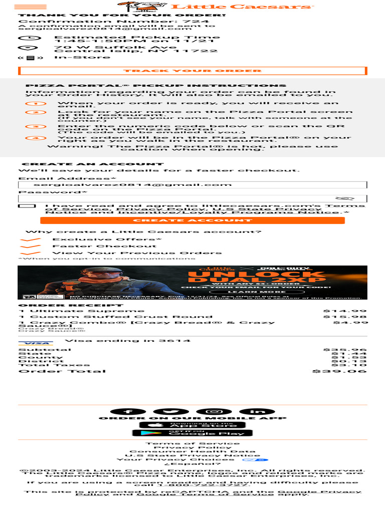 Order - Little Caesars® Pizza | PDF | Point Of Sale | Pizza