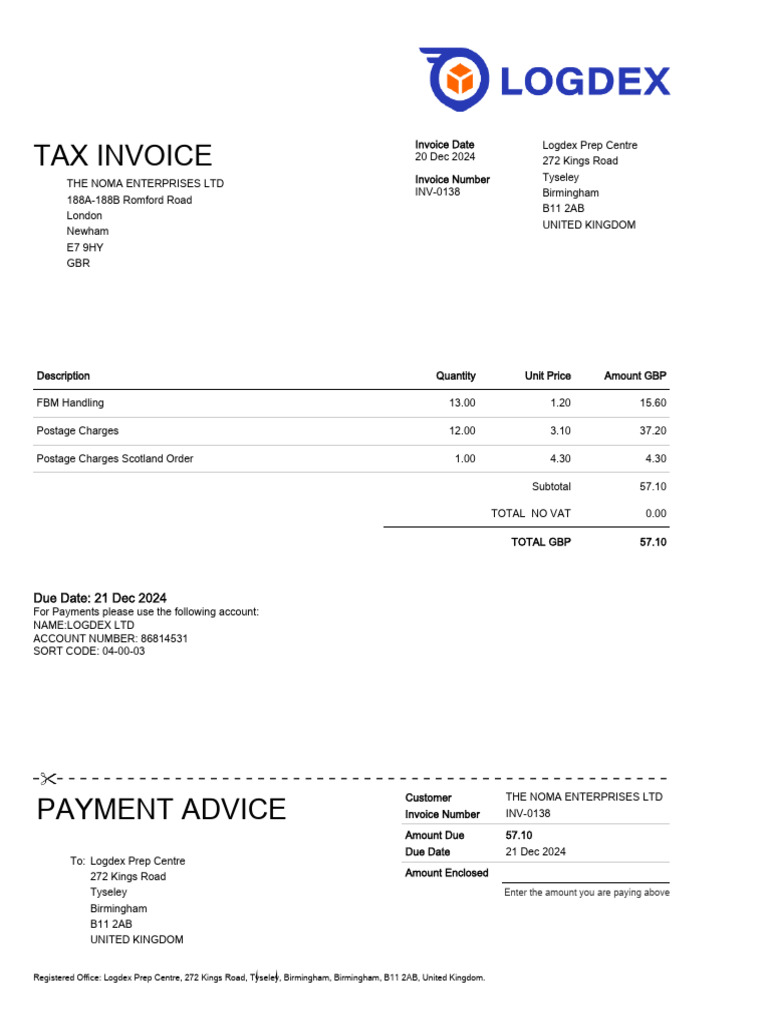 Invoice INV 0138[1] | PDF | Invoice | Payments