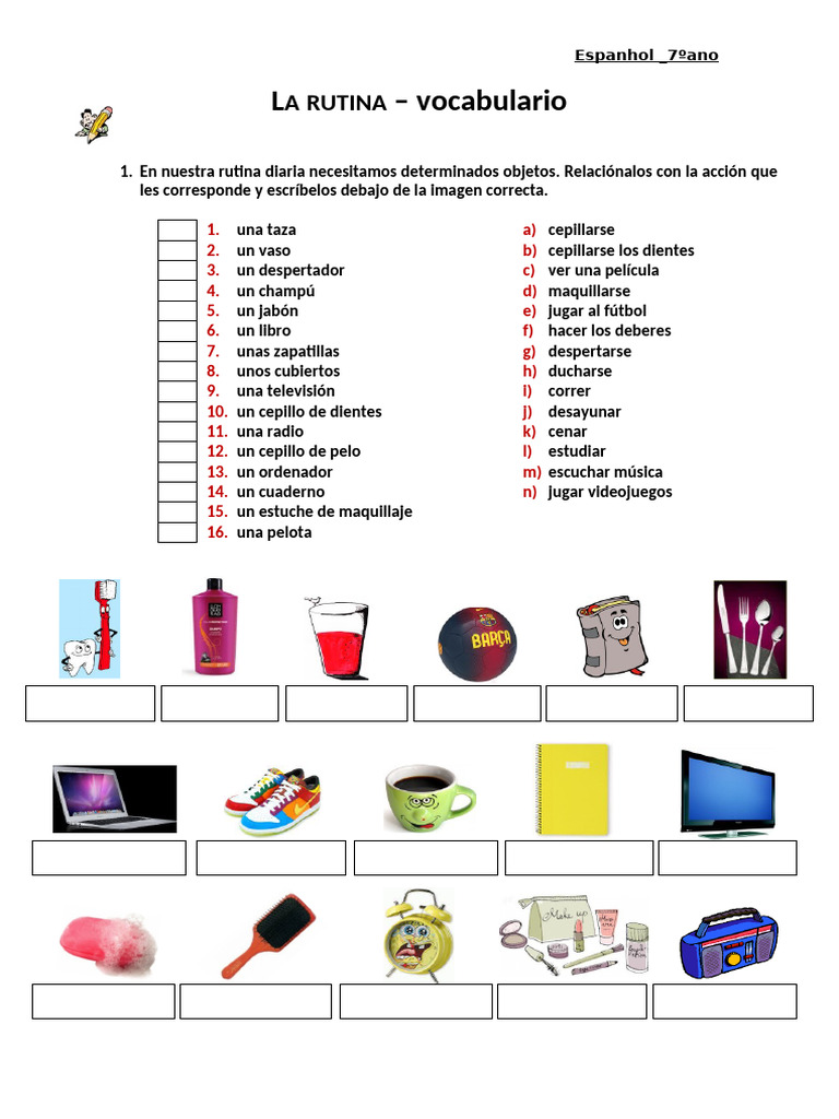 La Rutina - Vocabulario | PDF