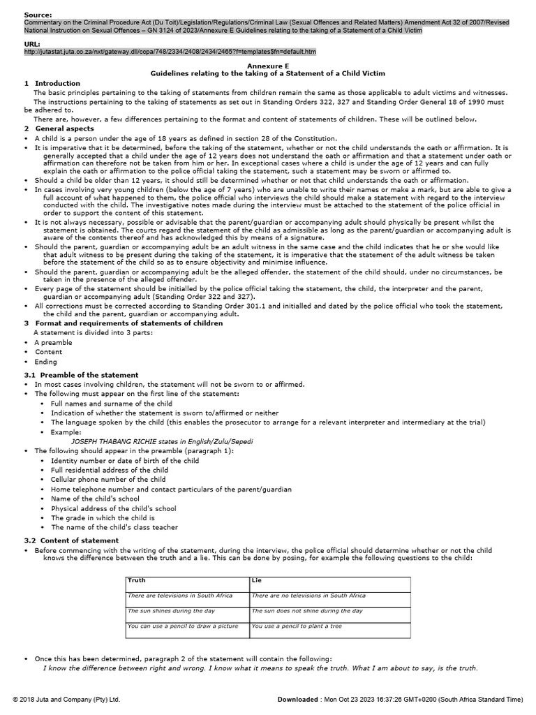 Guidelines for Child Victim Statements | PDF | Oath | Criminal ...