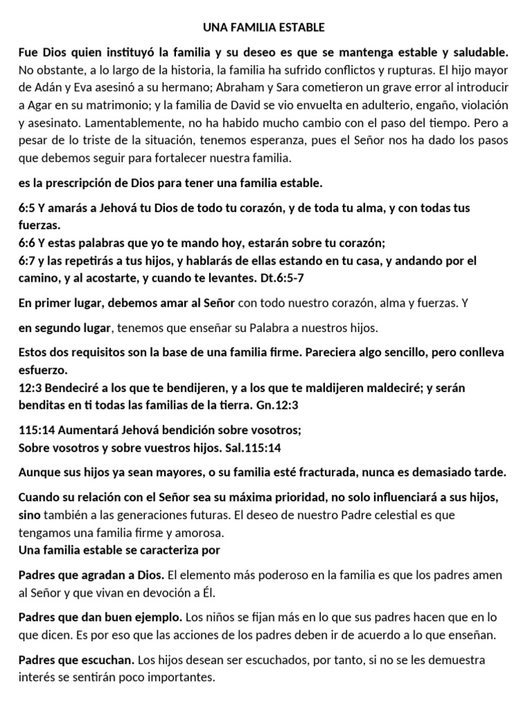 Una Familia Estable | PDF | Oración | Amor