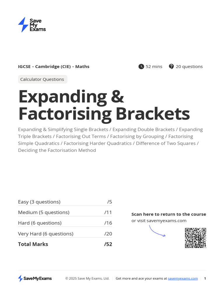 Expanding and Factorising Brackets RWczFNWGPkCnV3vr | PDF | Mathematics
