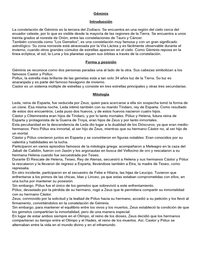 Géminis | PDF | Astronomía