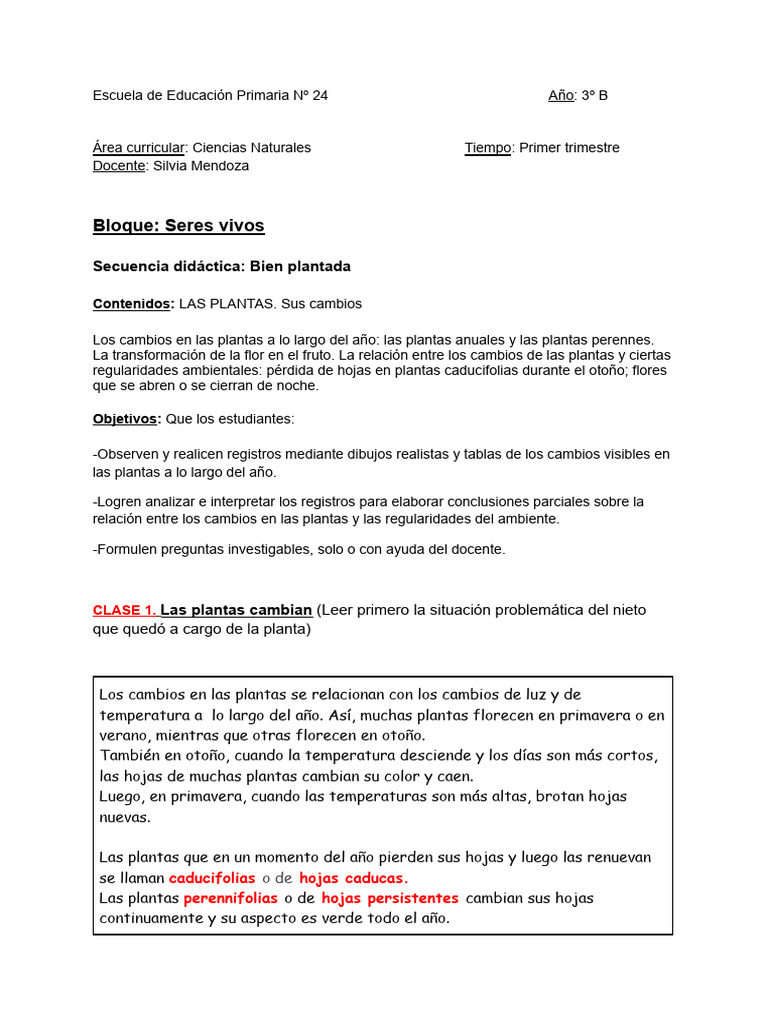 Cambios Estacionales en las Plantas | PDF | Plantas | Hoja