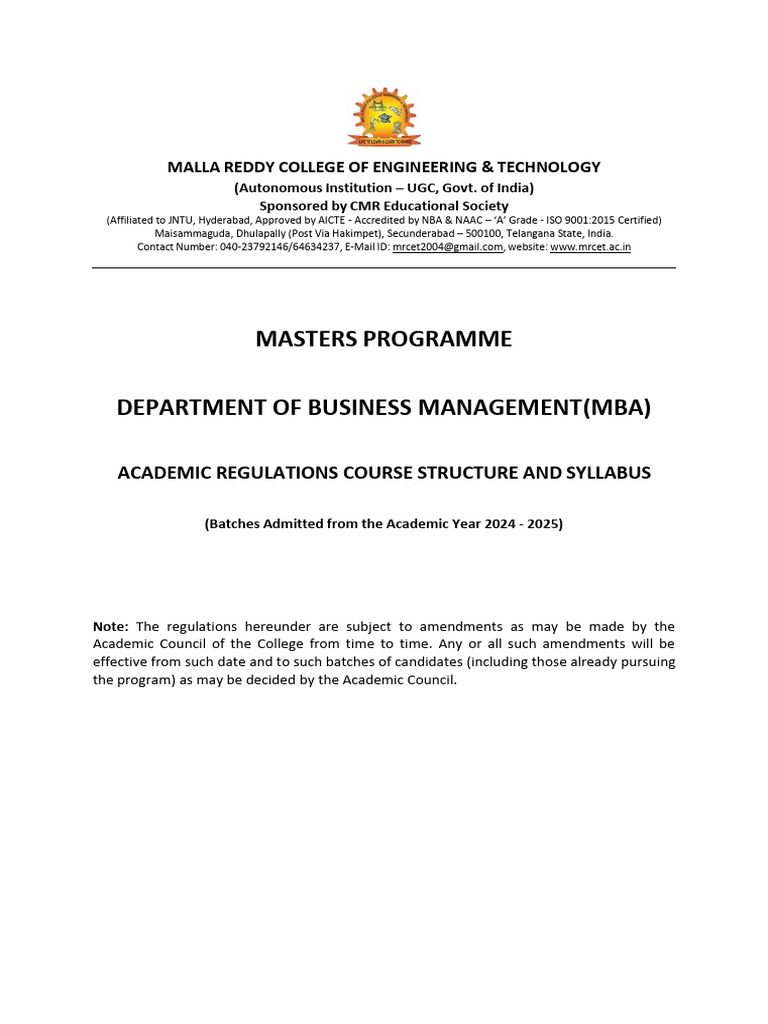 R 24 Course Structure and Syllabus | PDF | Thesis | Master Of Business ...