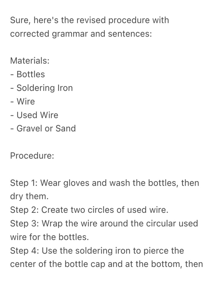 Sure, Here's The Revised Procedure With Corrected Grammar and Sentences ...