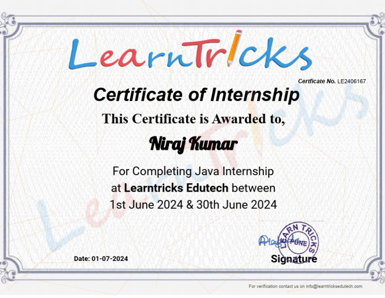 Learntricks Certificate | PDF