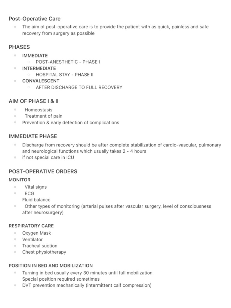 Post-Operative Care Guidelines | PDF | Surgery | Heart Failure