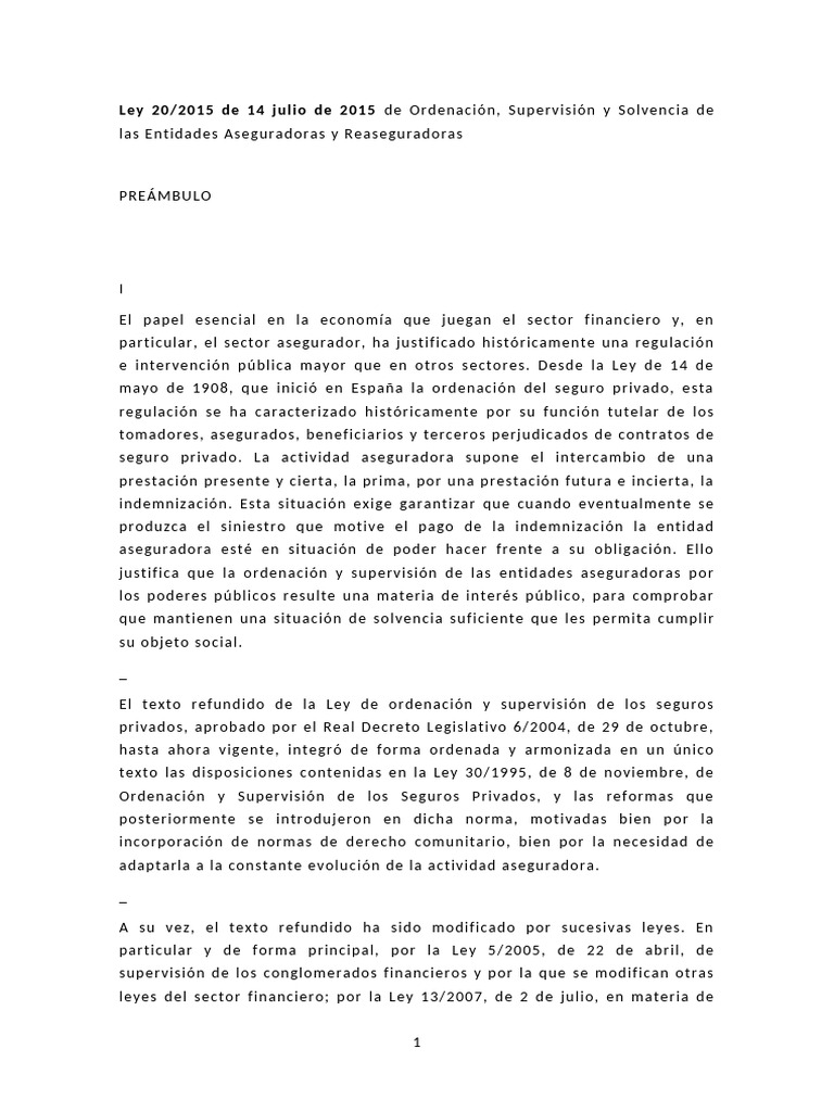 Entidades Aseguradoras Ley 20-2015 | PDF | Seguro | Reaseguro