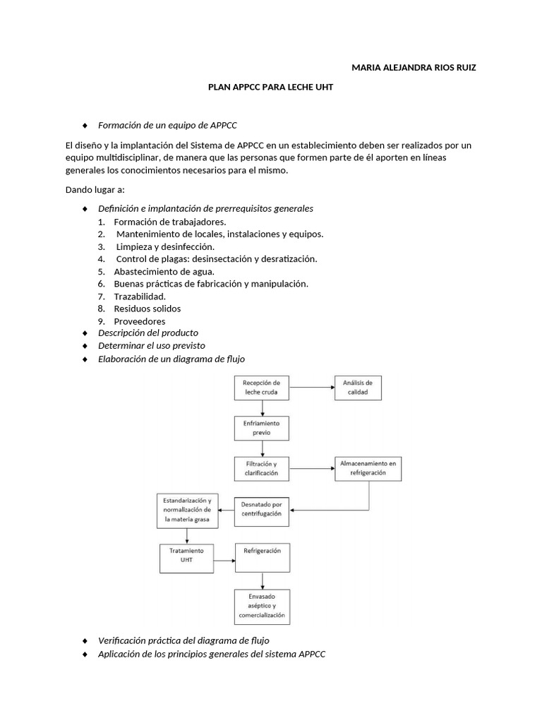 Plan APPCC para Leche UHT | PDF | Análisis de Riesgo y Puntos Críticos ...