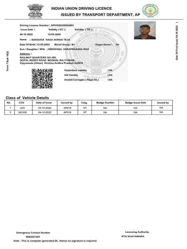 LMV Vehicle License Details | PDF | Vehicles