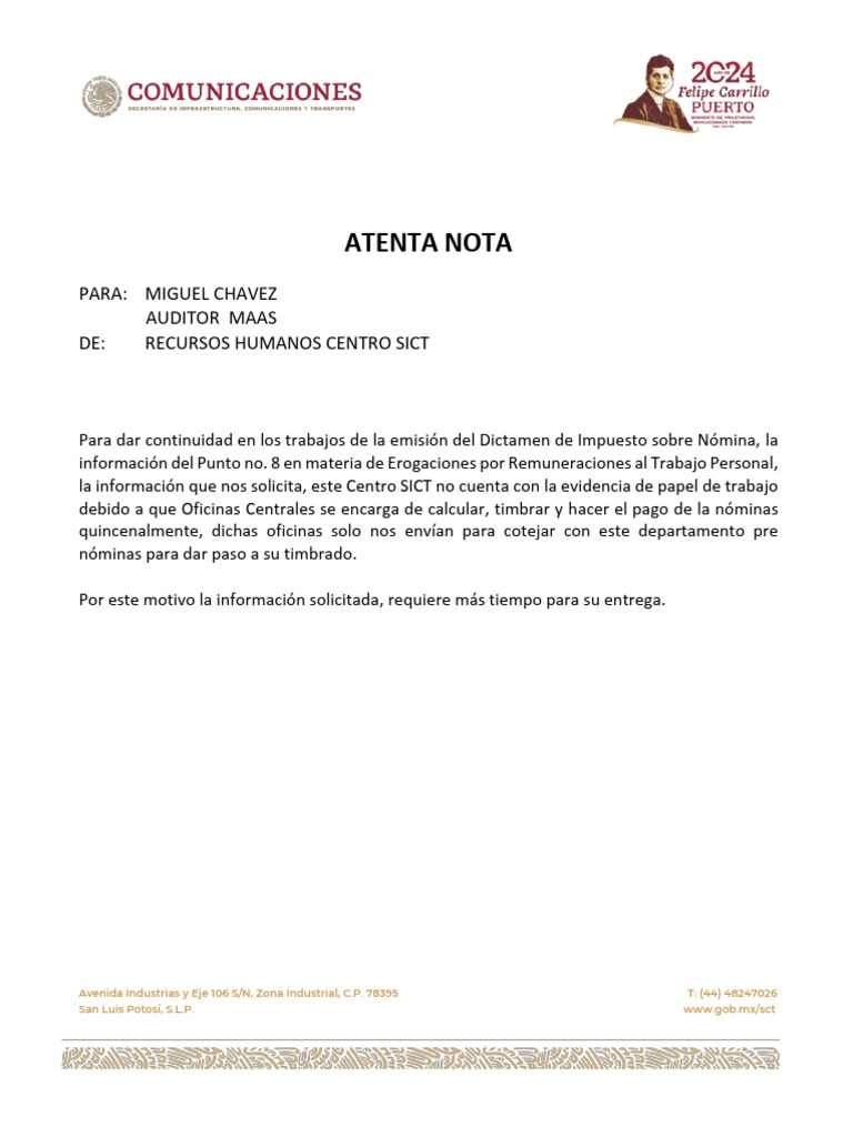 Atenta Nota Auditor | PDF