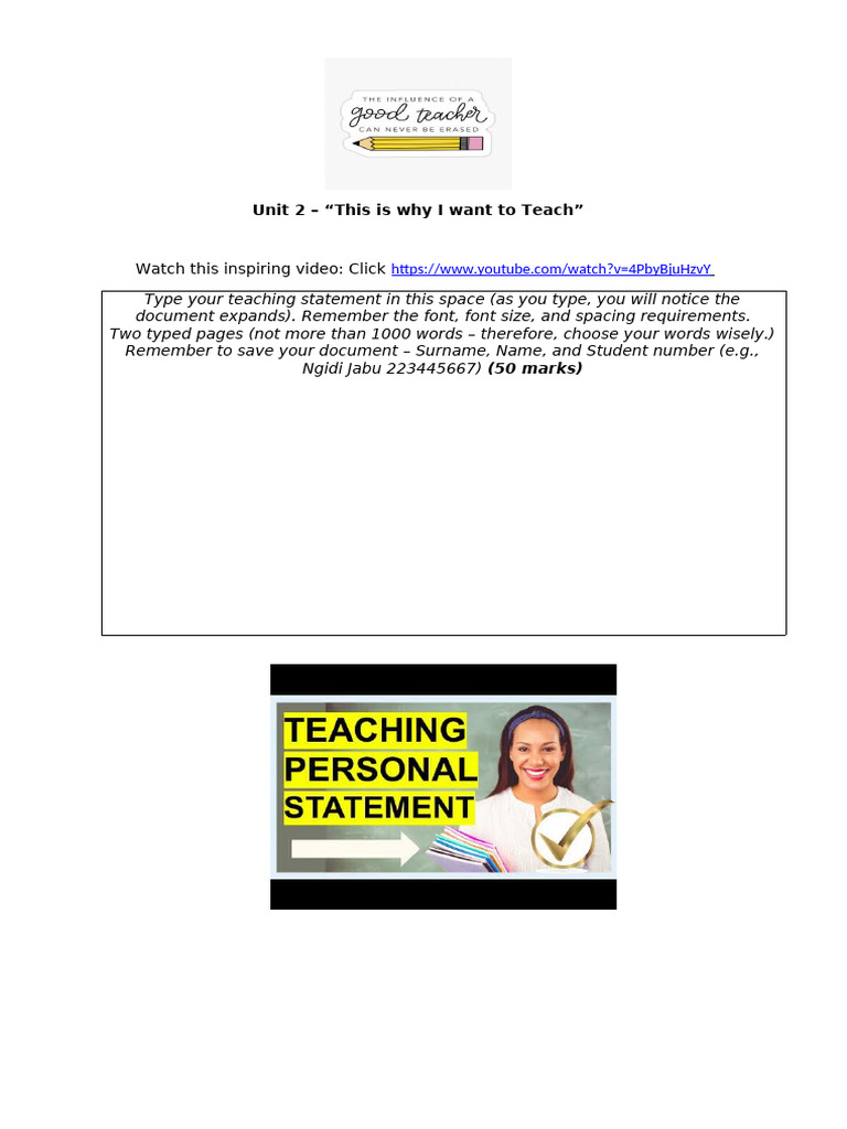 Unit 2 - Teachers Statement 2022 CHECKED | PDF