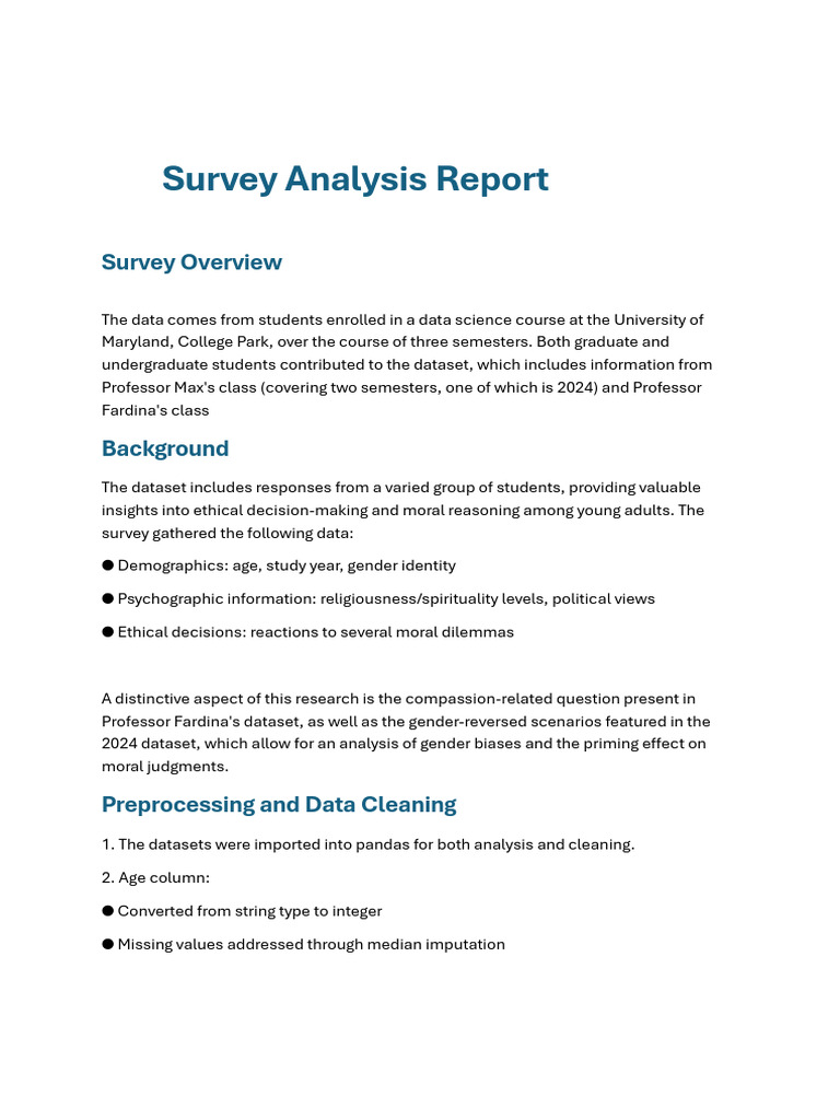 Survey Analysis Report-Merged | PDF | Morality | Decision Making