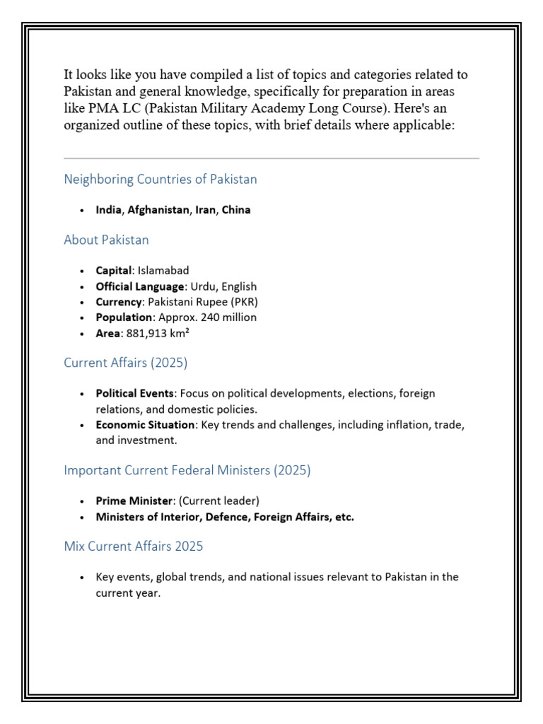 PMA LC Preparation Guide for Pakistan | PDF