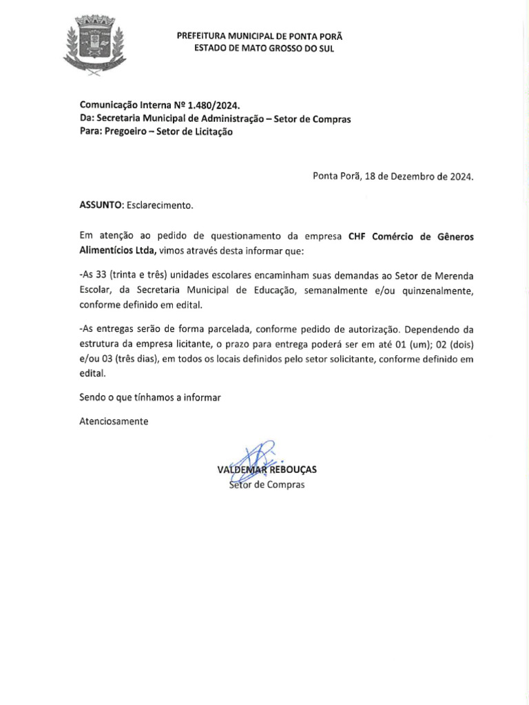 Resposta - Pedido de Esclarecimento | PDF