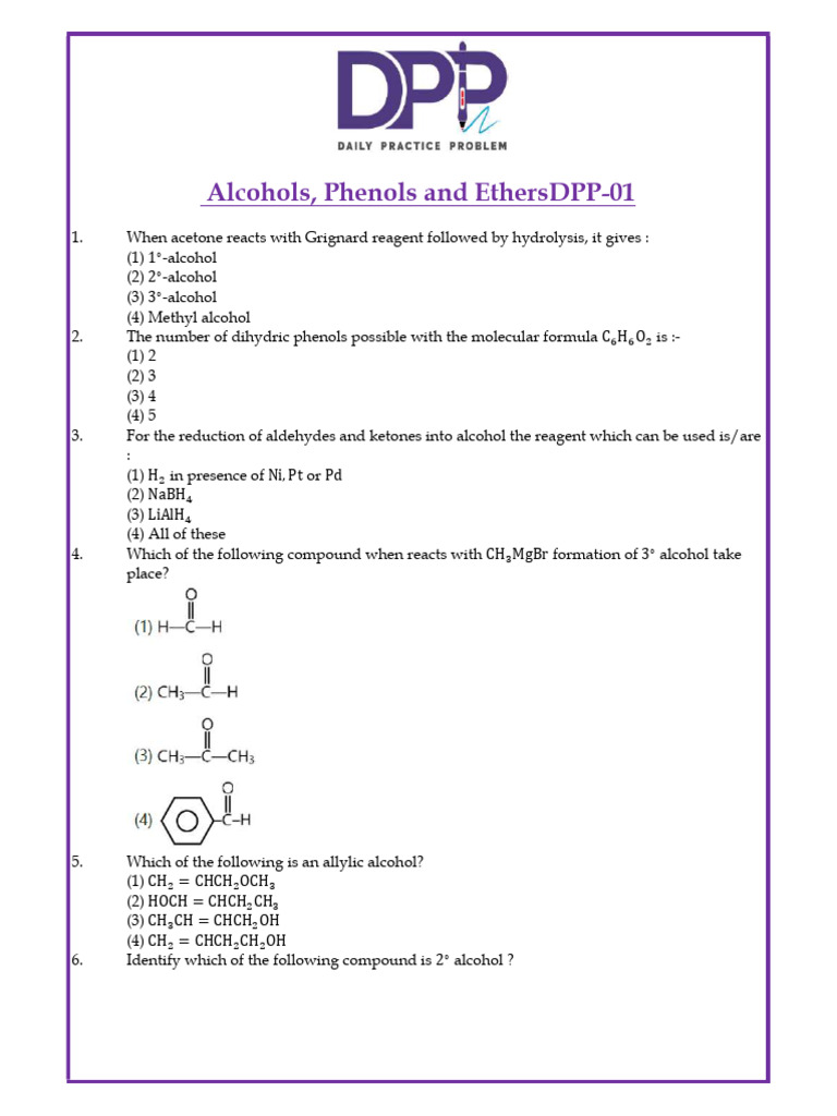 Alcohol Phenols-Answers | PDF | Ether | Organic Chemistry