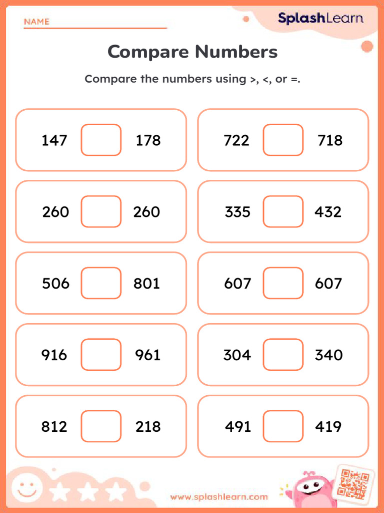 Comparing Numbers Within 1000 Using Symbols - Worksheet | PDF