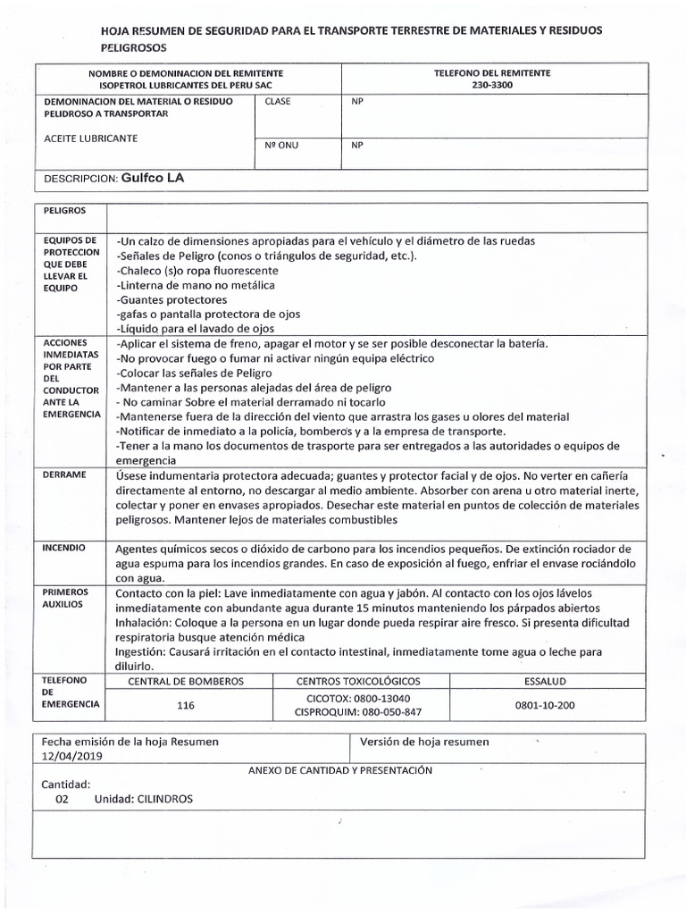 Msds Meropa 460 | PDF