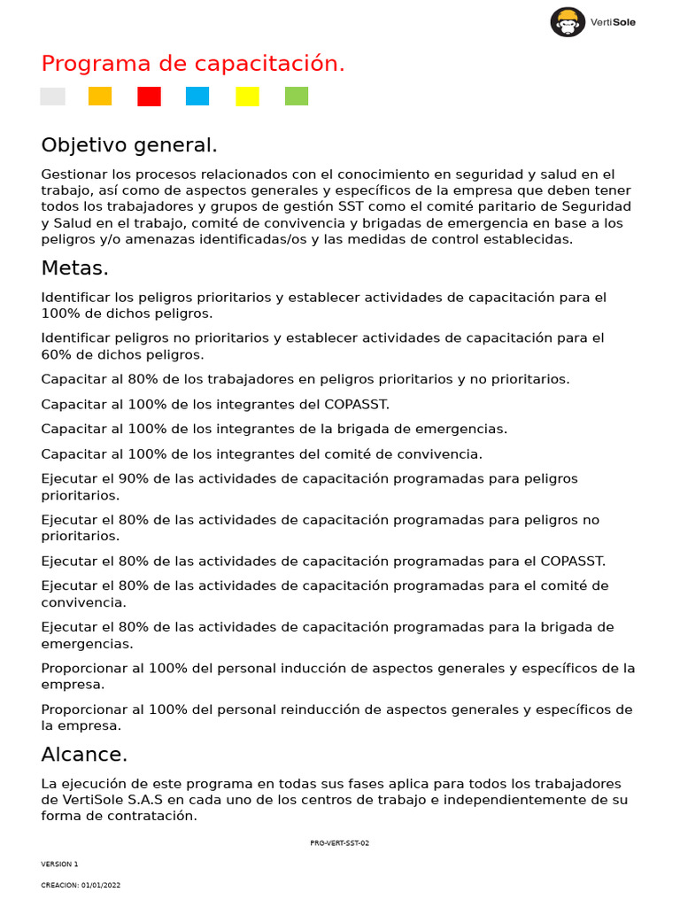 Programa Capacitacion Vertisole Definitivo | PDF | Responsabilidad