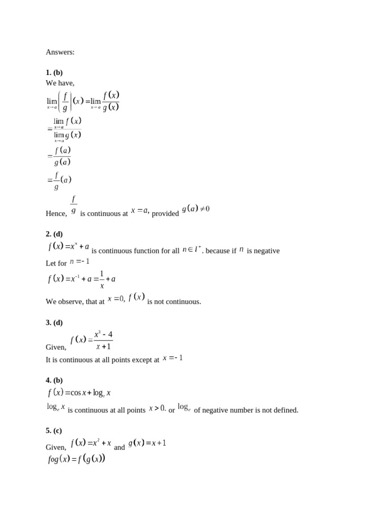 Solutions of Continuity and Differentiability (CB) | PDF | Function (Mathematics) | Derivative