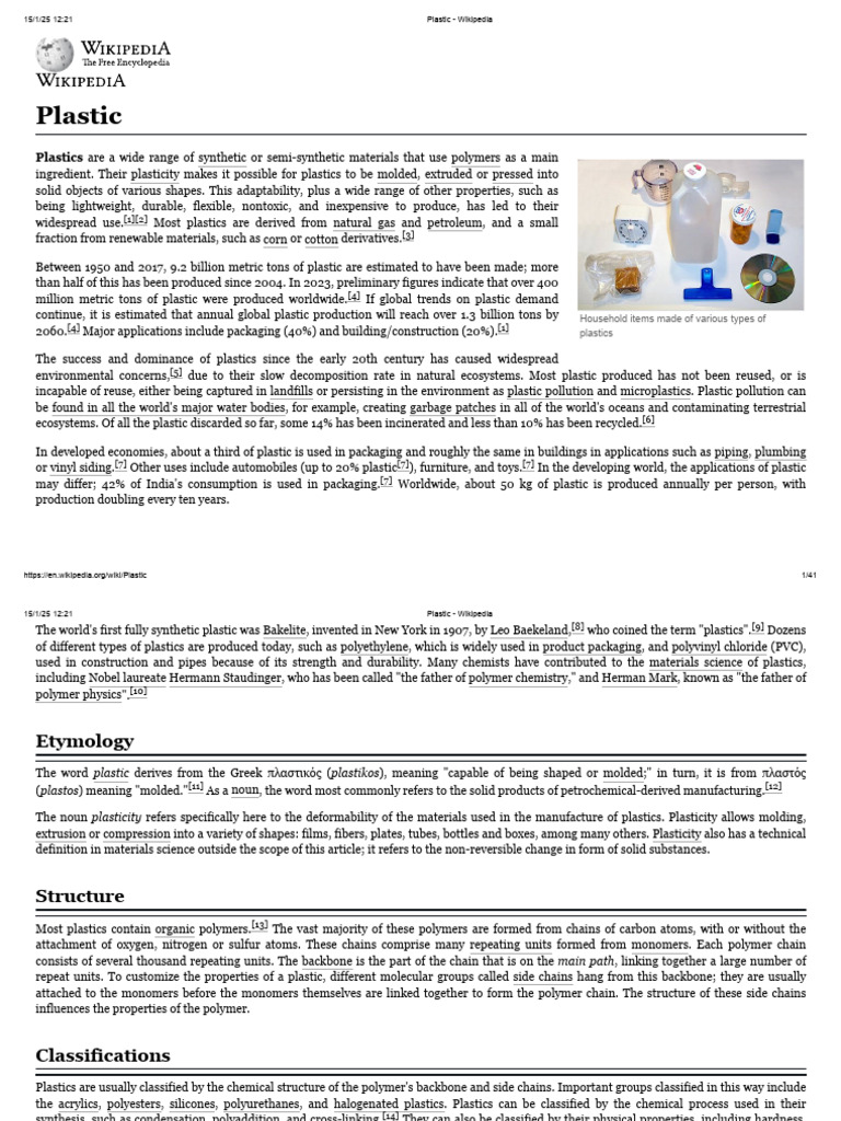 Plastic - Wikipedia | PDF | Plastic | Polymers