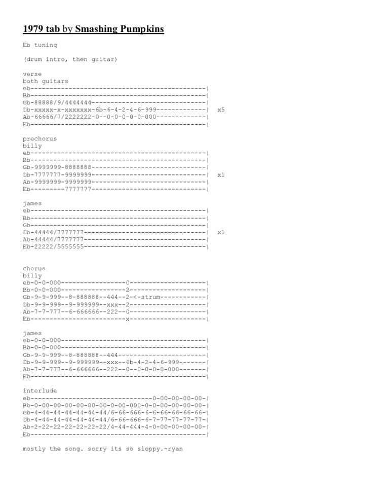 1979 Tab by Smashing Pumpkins | PDF