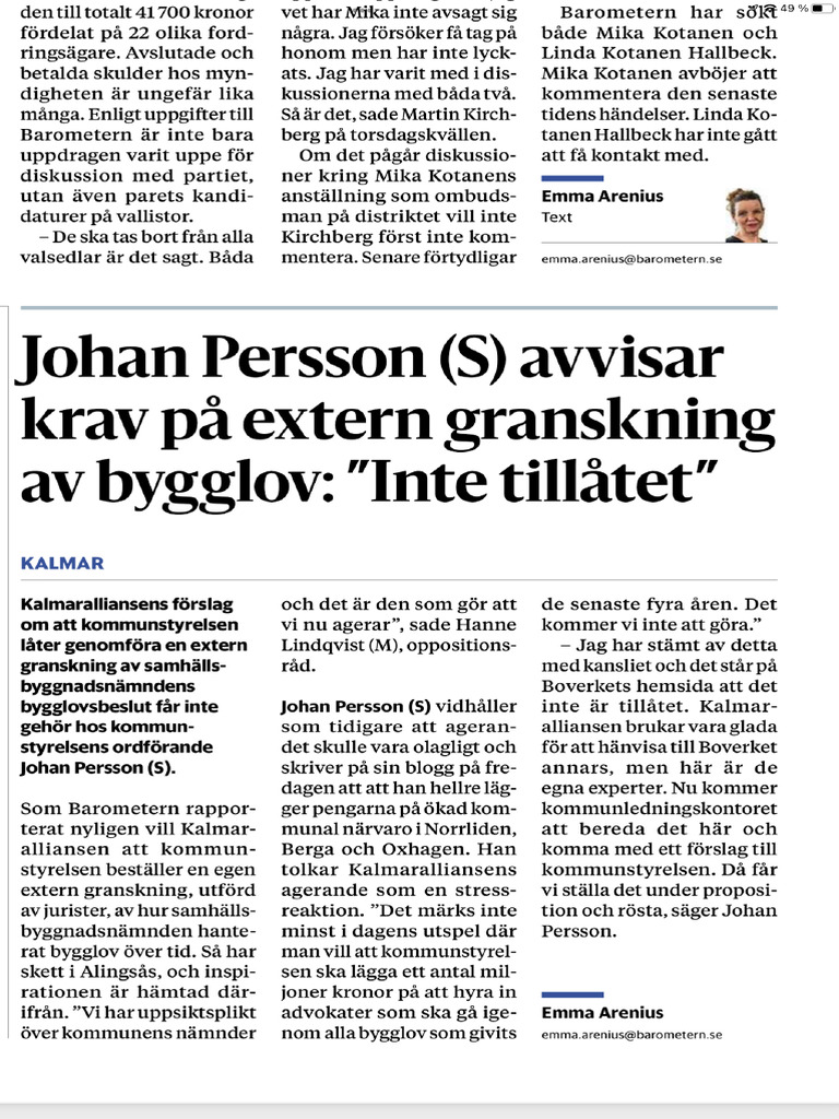 2022-03-21 - (S) Johan Persson avvisar extern revision | PDF