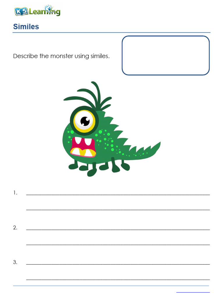 Simile Writing Worksheet for Grade 3 | PDF