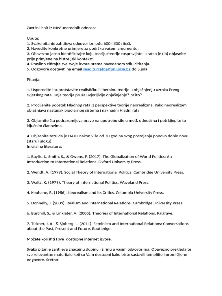 Zavrsni Ispit Iz Predmeta MO | PDF