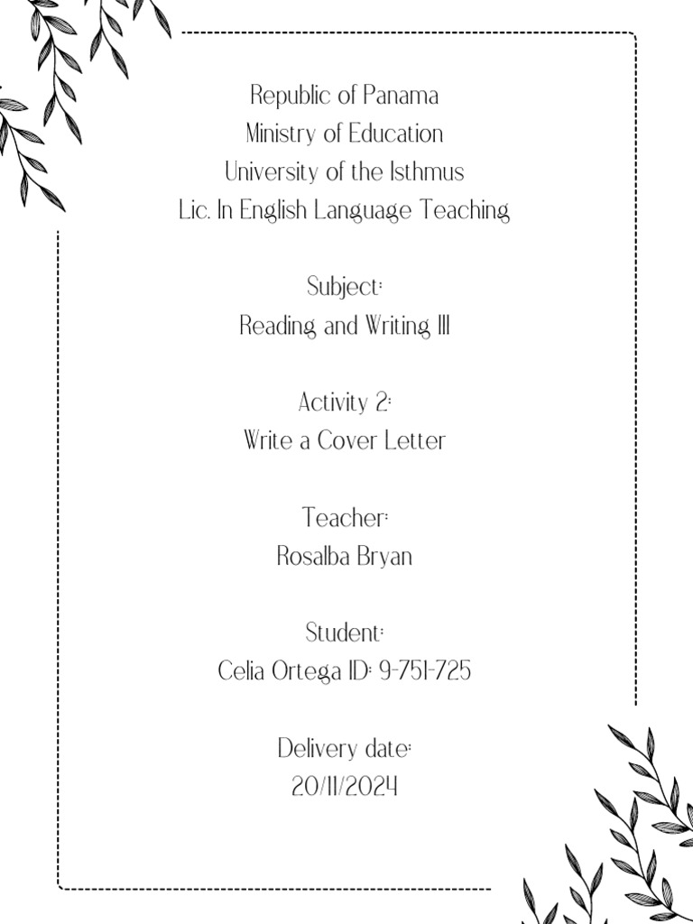 Act 2 - Cover Letter Celia Ortega PDF | PDF