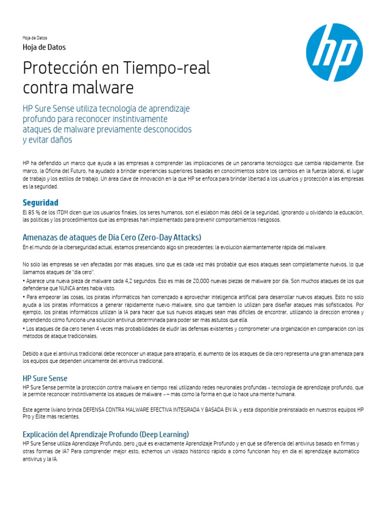 Protección Avanzada con HP Sure Sense | PDF | Inteligencia artificial ...