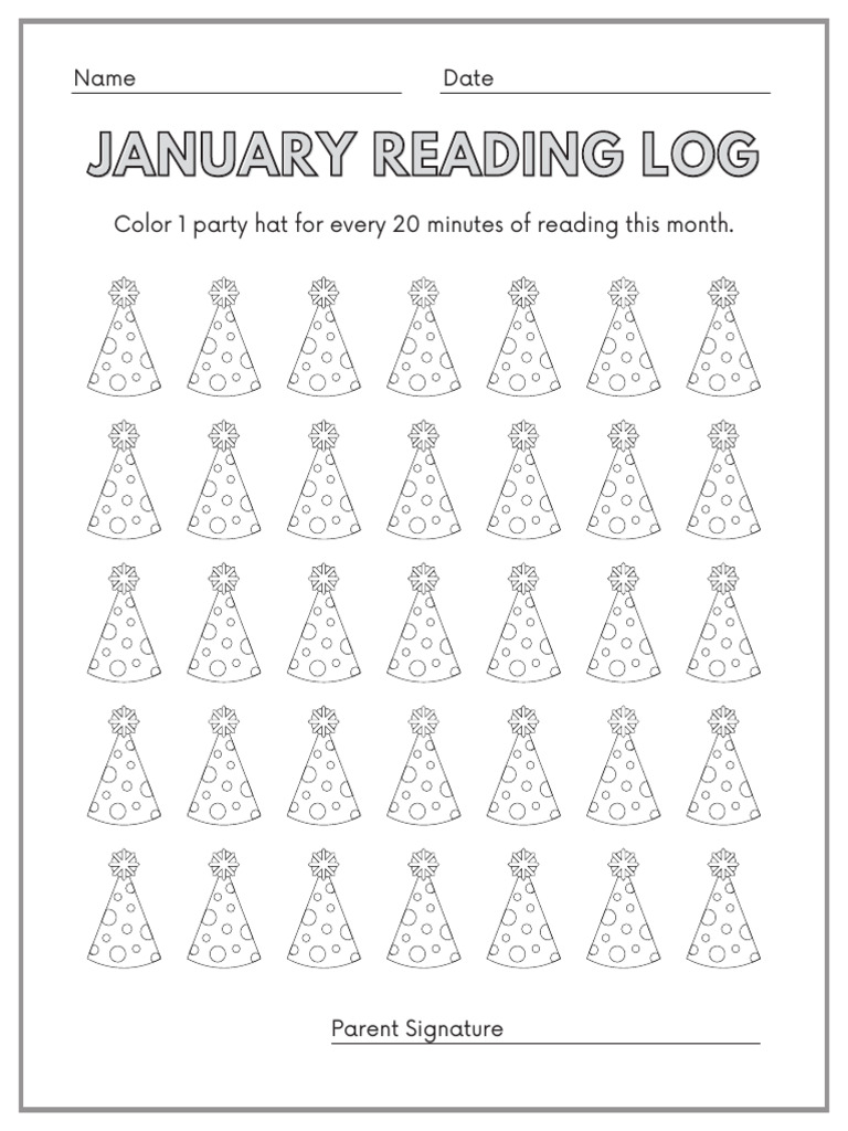 January Reading Logs in A Greyscale Simple Style | PDF