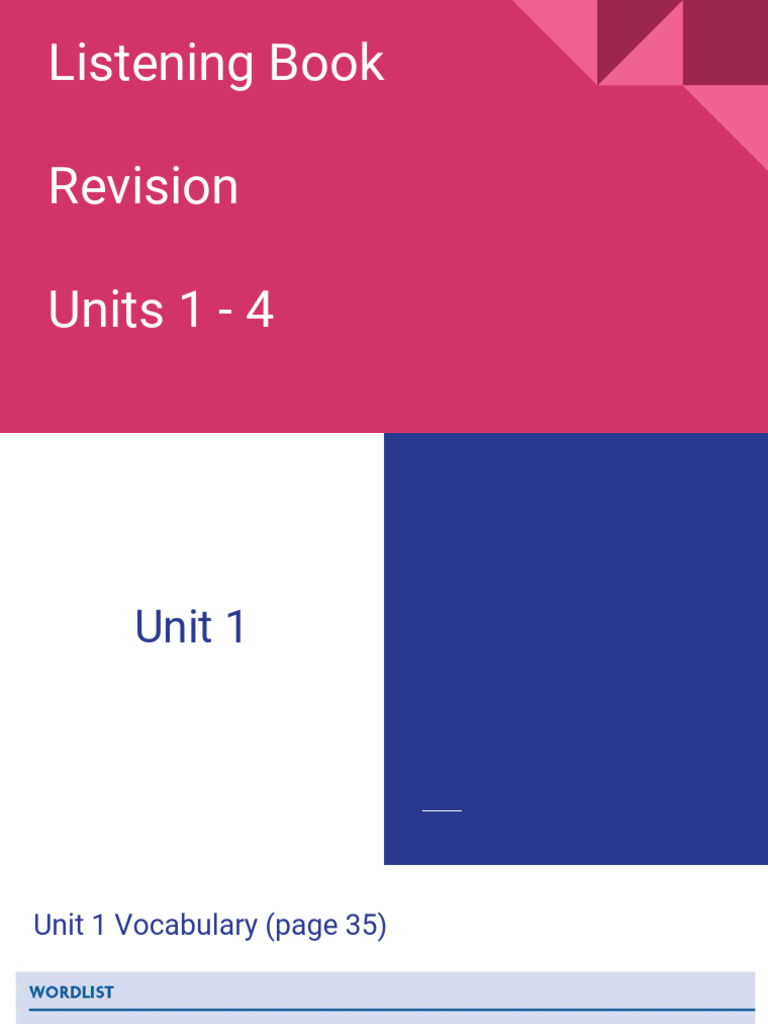 Listening Book Revision (Units 1 - 4) 4 | PDF | Noun | Phrase