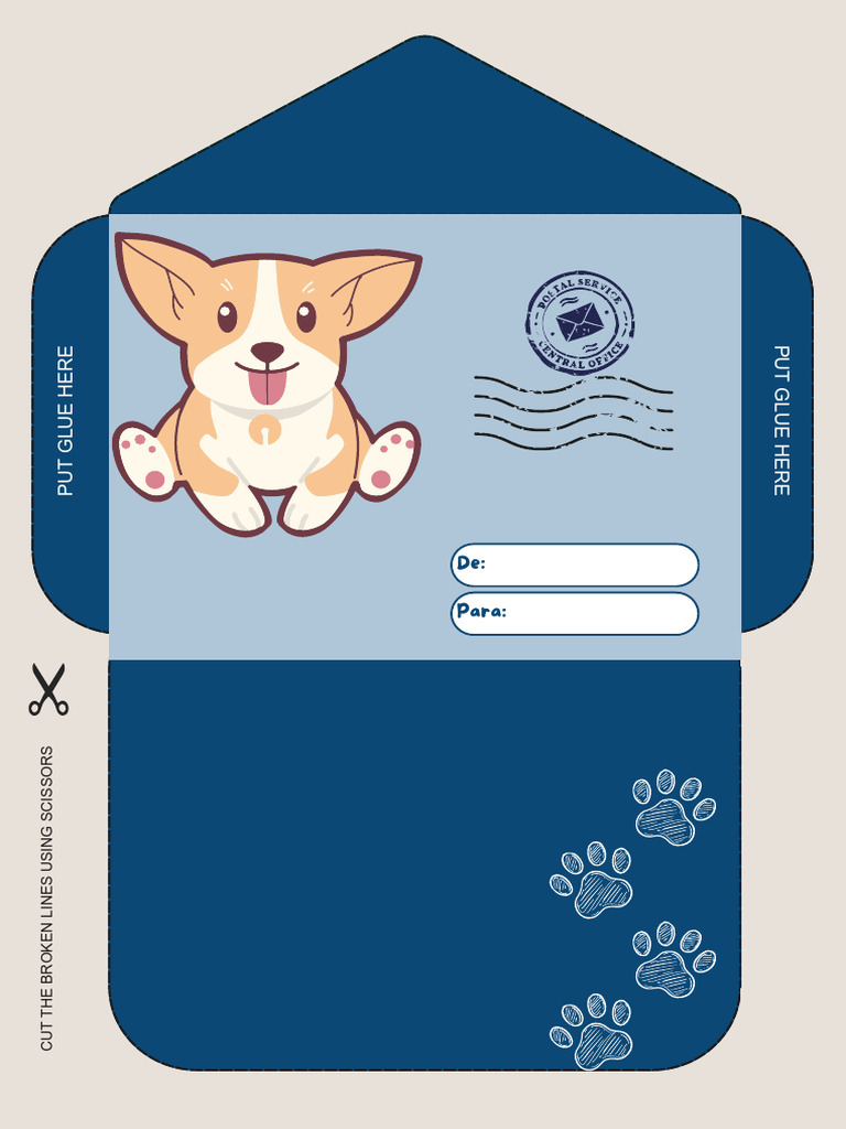 Blue Winter Snow Ready To Cut Envelope Document (A4) | PDF