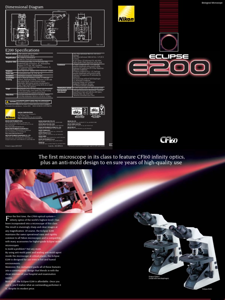 Nikon Eclipse E200 Microscope | PDF | Lens (Optics) | Aperture