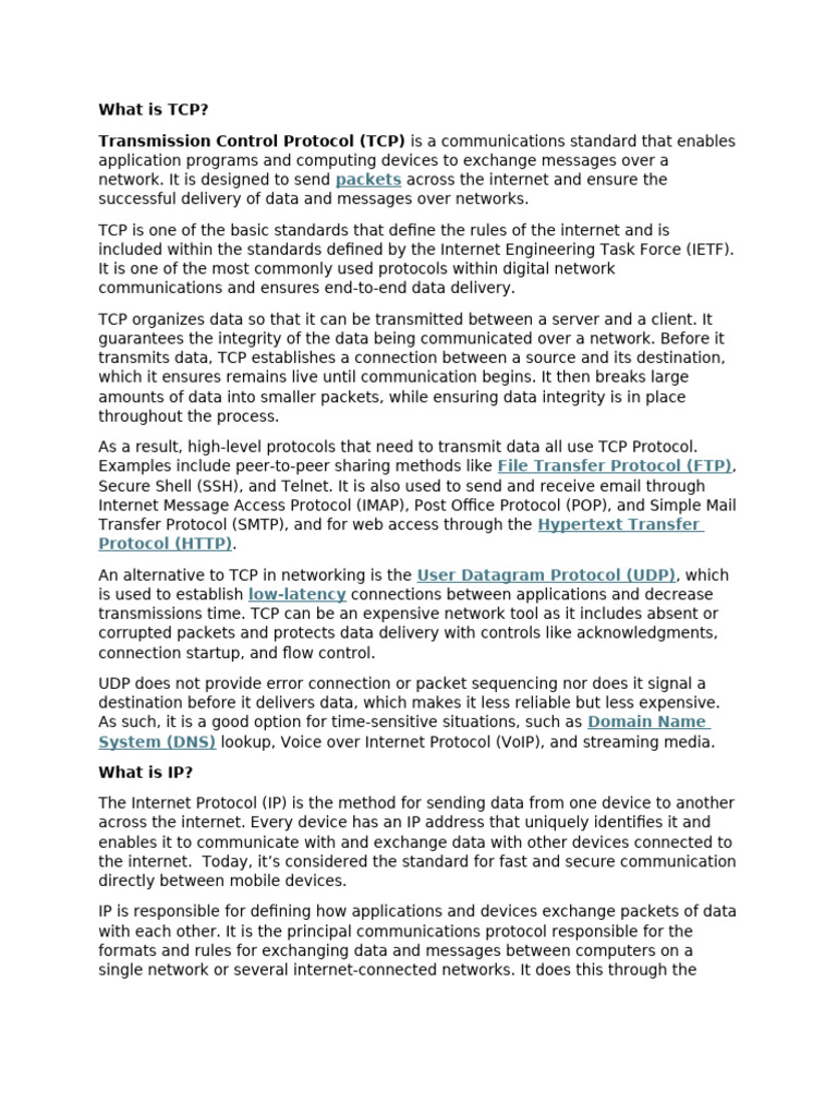 What is TCP | PDF | Internet Protocols | Internet Protocol Suite