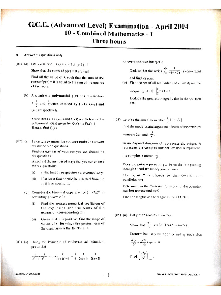 2004 Maths Pure English | PDF