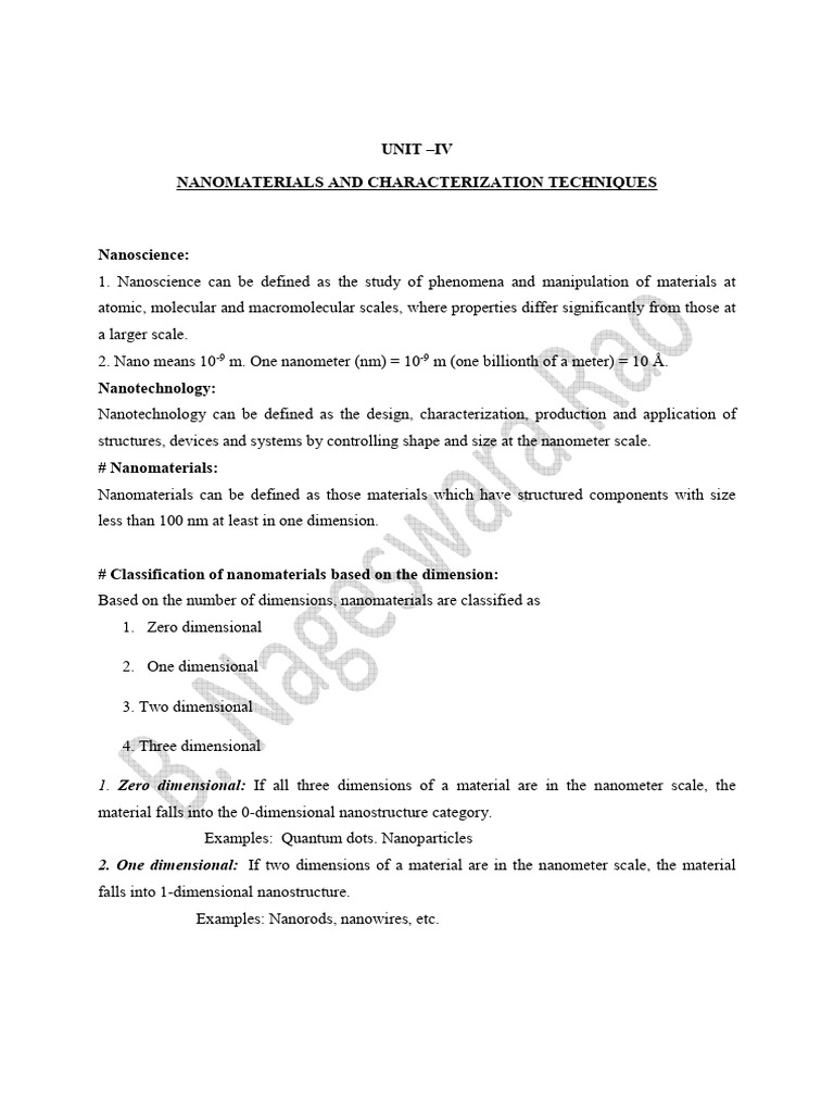 Nanomaterials and Characterization Techniques | PDF | Nanotechnology | Scanning Electron Microscope