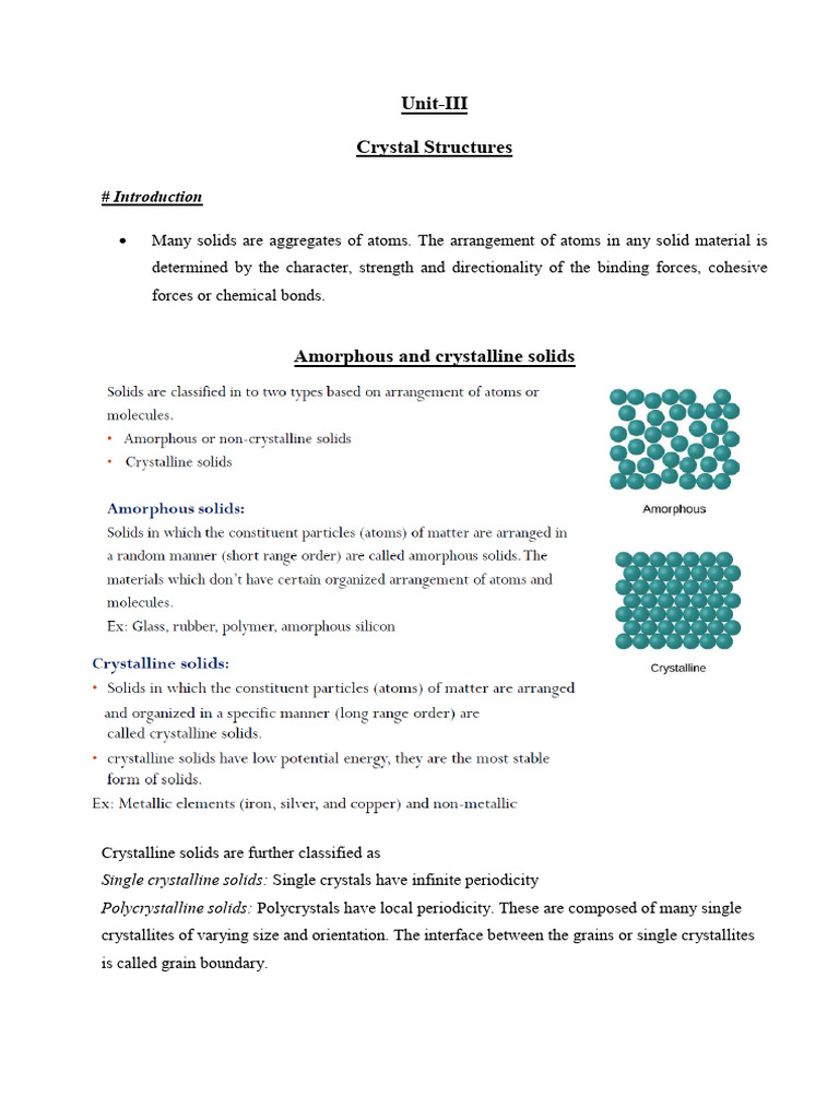 Understanding Crystal Structures and Lattices | PDF | Crystal Structure | Crystallite