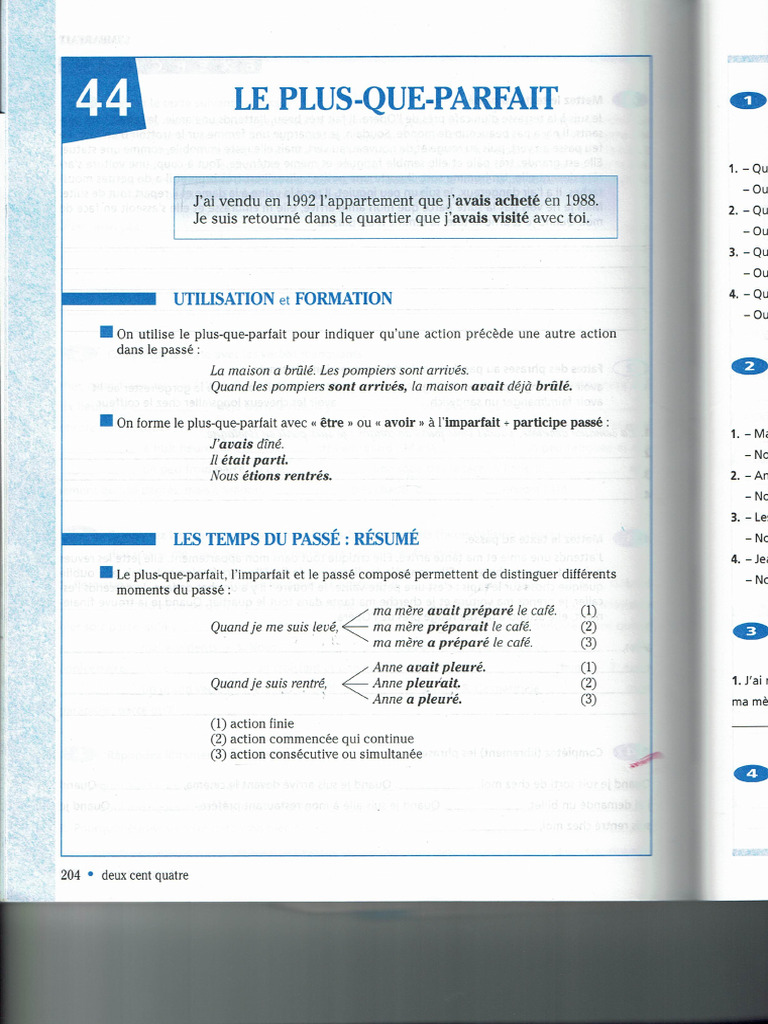 LE PLUS-QUE-PARFAIT + EXERCICES (1) | PDF