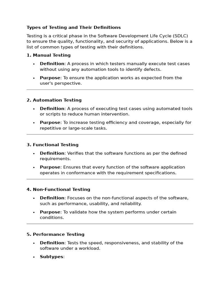 Type of Testing | PDF | Software Testing | Usability Type of Testing | PDF | Software Testing | Usability