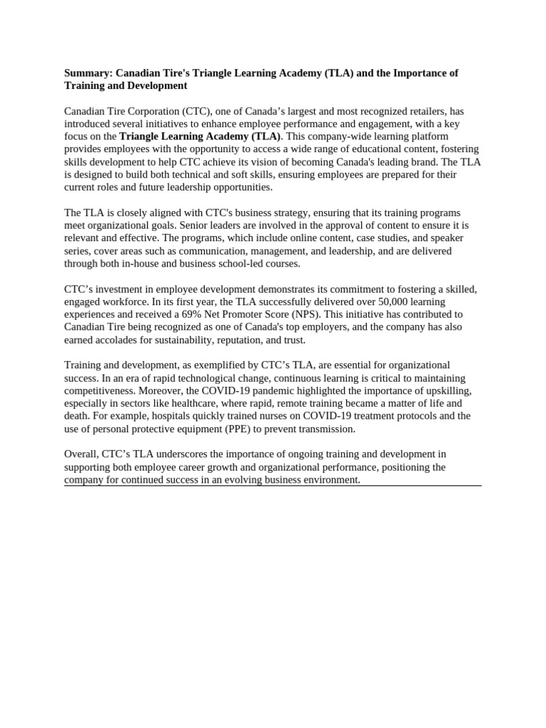 Managing Performance Through Training & Development Eight Edition - Summary Chapter 1.1 | PDF