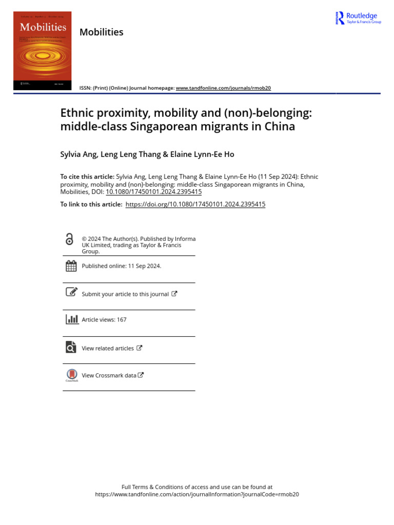 Ethnic Proximity Mobility and Non - Belonging Middle-Class Singaporean ...