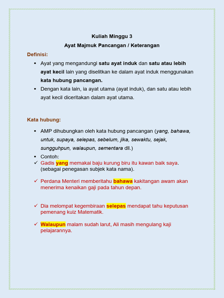 Definisi Ayat Majmuk Pancangan | PDF