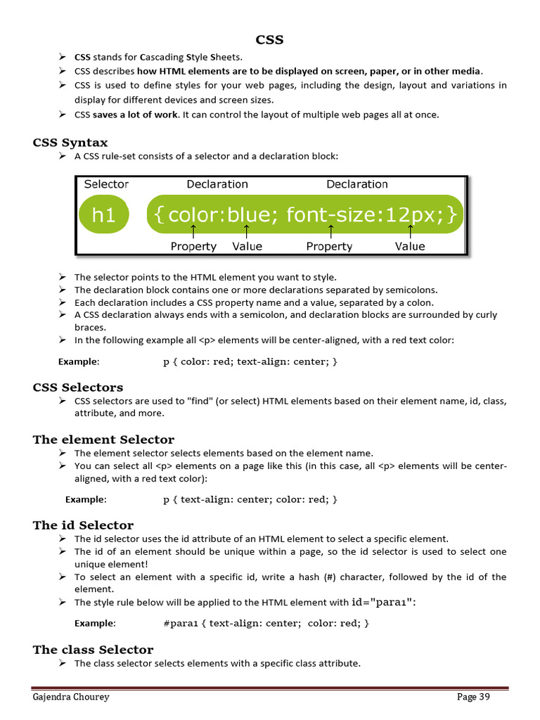 Unit - III Css | PDF | Html | Html Element