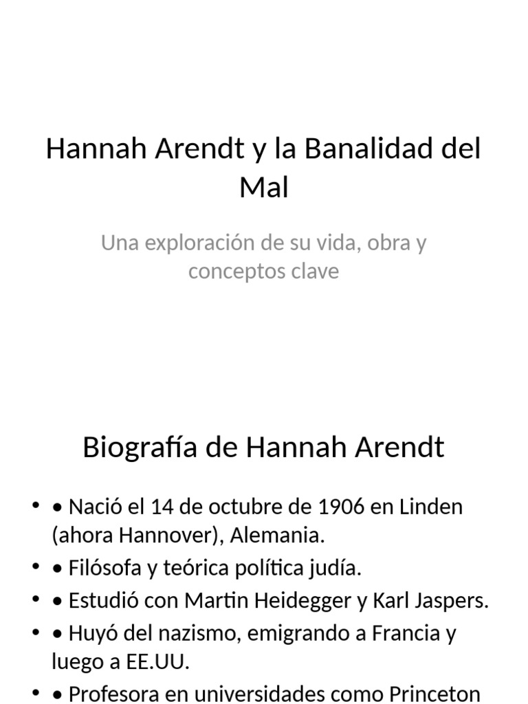 Hannah Arendt Banalidad Del Mal | PDF