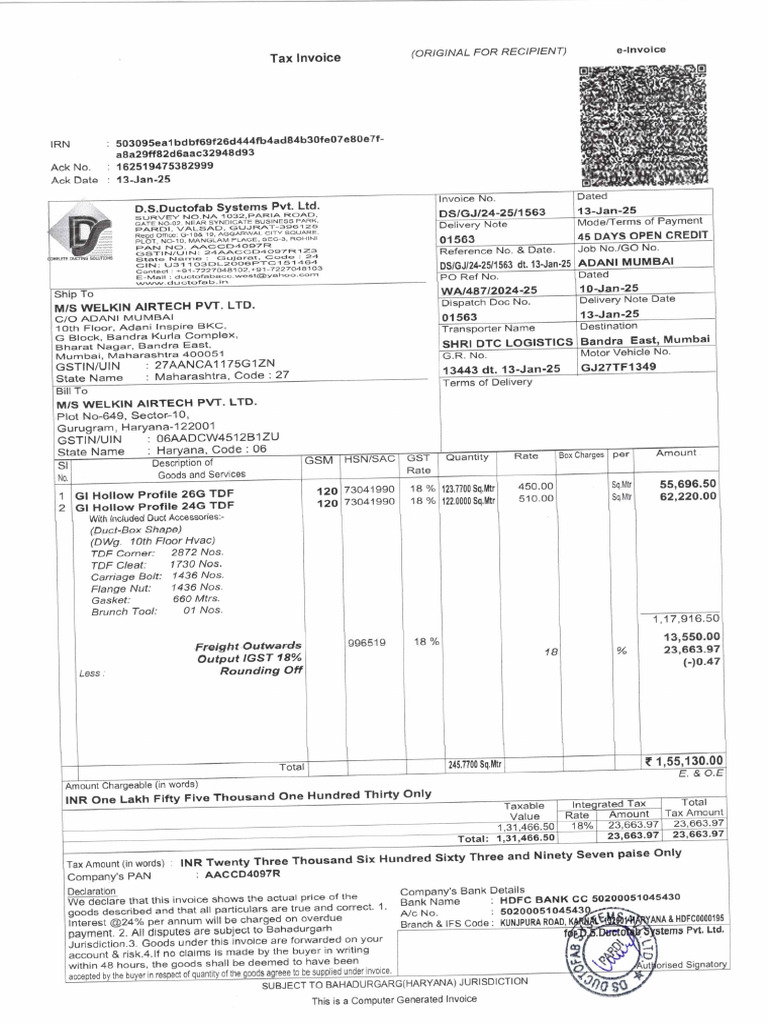 Sales Bill 1563 | PDF